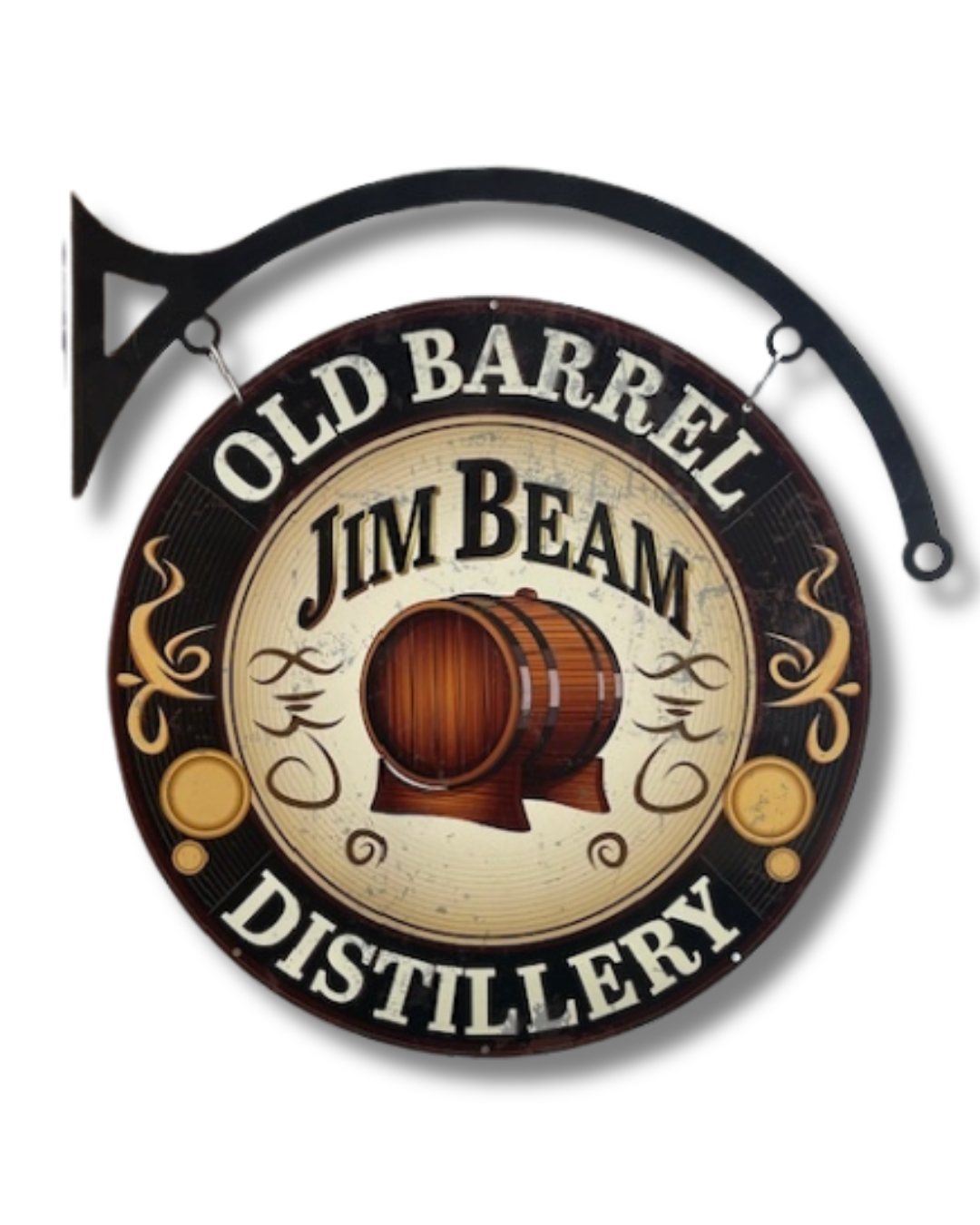 Jim Beam Old Barrel Retro Sign Round Double Sided | The Dens