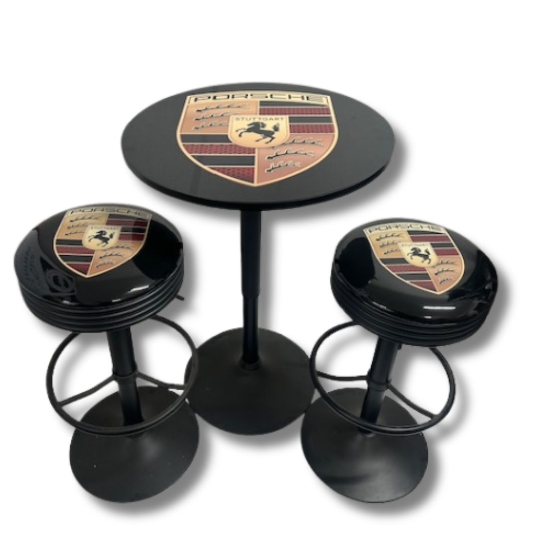 Porsche Table & Bar Stool Set | The Dens