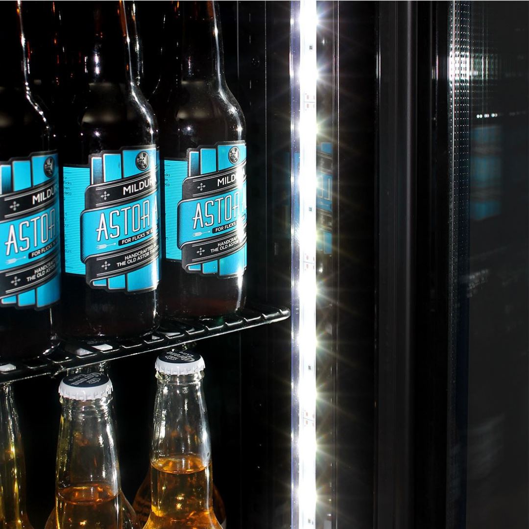 Victoria Bitter VB Branded Retro 160LT Upright Bar Fridge | The Dens